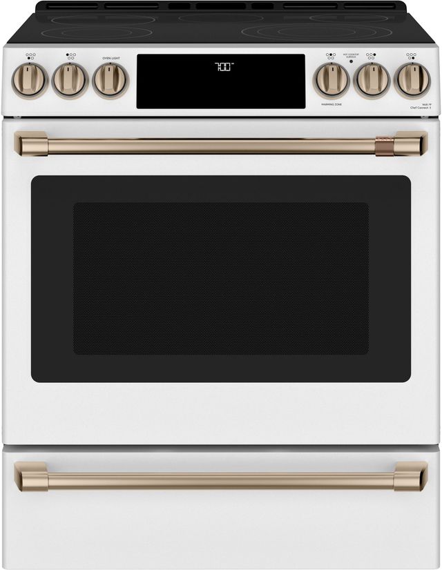 Café™ 30" Matte White Slide In Electric Range | Spencer's TV ...
