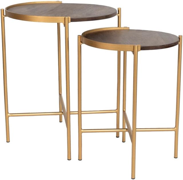 Coaster® Malka 2-Piece Dark Brown/Gold Nesting Table Set | Jacksonville, NC
