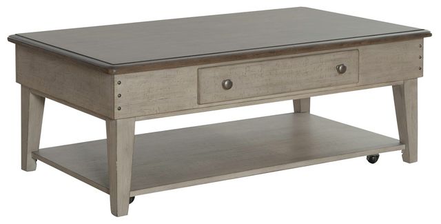 Liberty Furniture Ivy Hollow Dusty Taupe/Weathered Linen Cocktail Table ...