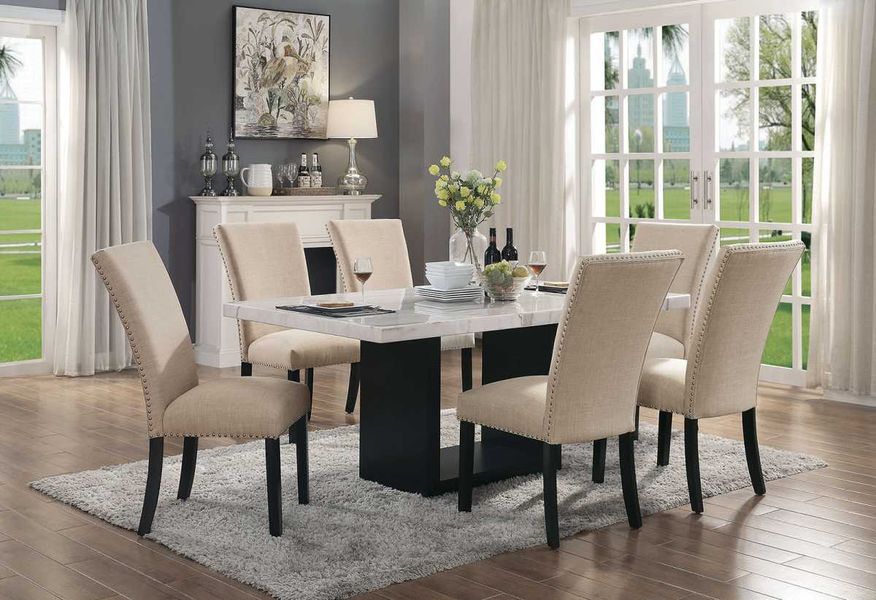 Furniture of America® Kian I 7-Piece White/Black Dining Table Set ...