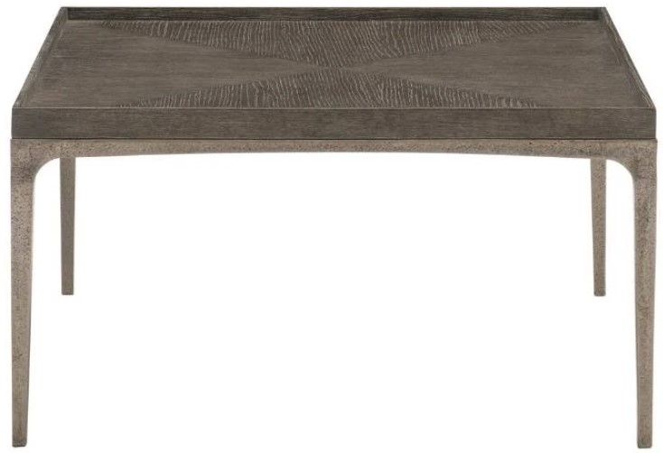 Bernhardt Strata Oak Top Cocktail Table with Aluminum Base | Furniture Time