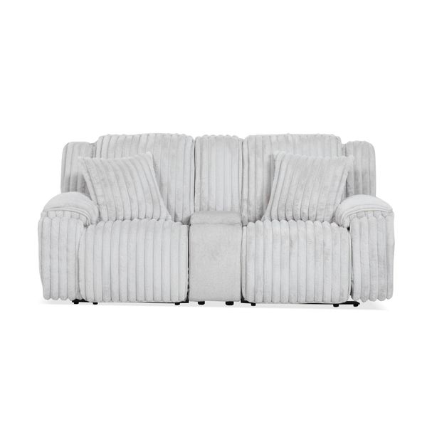 Cheers Presley Fog Power Reclining Console Loveseat | Fischer Furniture ...