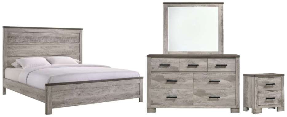 Elements International Millers Cove 4-Piece Gray Queen Panel Bedroom ...