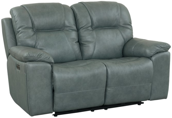 Bassett Furniture Club Level Chandler Blue Gray Leather Power Reclining Loveseat Ottoville Hardware Furniture Company Ottoville OH