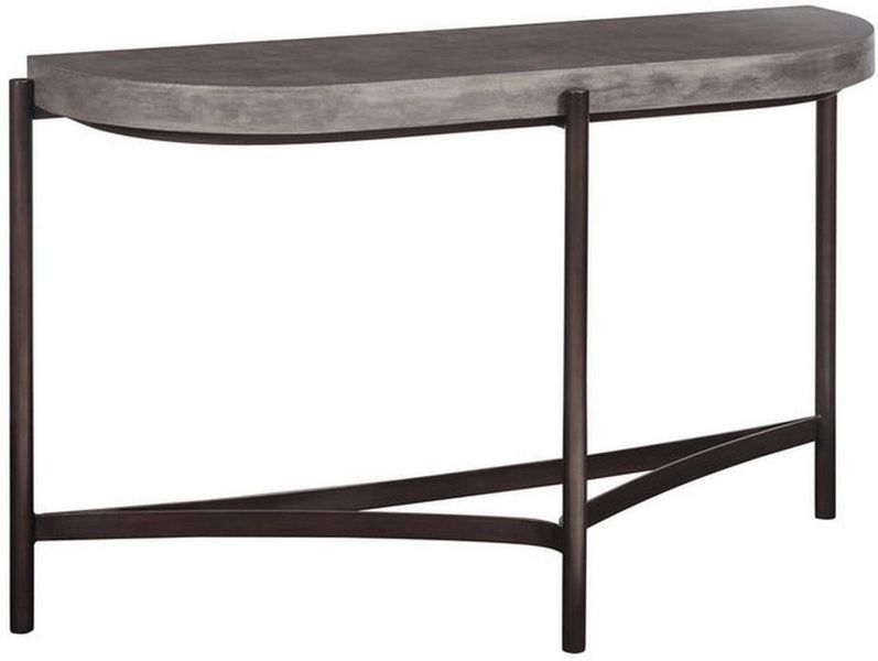 Modus Furniture Lyon Gray Console Table with Brushed Bronze Base ...