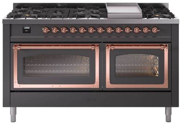 Ilve® Nostalgie II 60'' Graphite Matte Liquid Propane Freestanding Dual ...