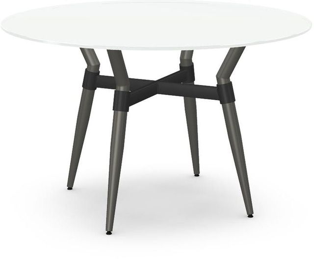 Amisco Link White Glass Round Table, 48in | Marshall's Home Living ...