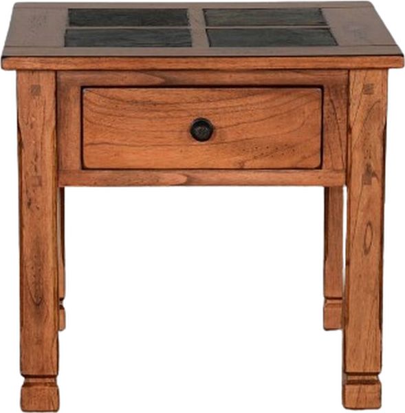 Sunny Designs™ Sedona Rustic Oak Slate Top End Table | Courtside ...