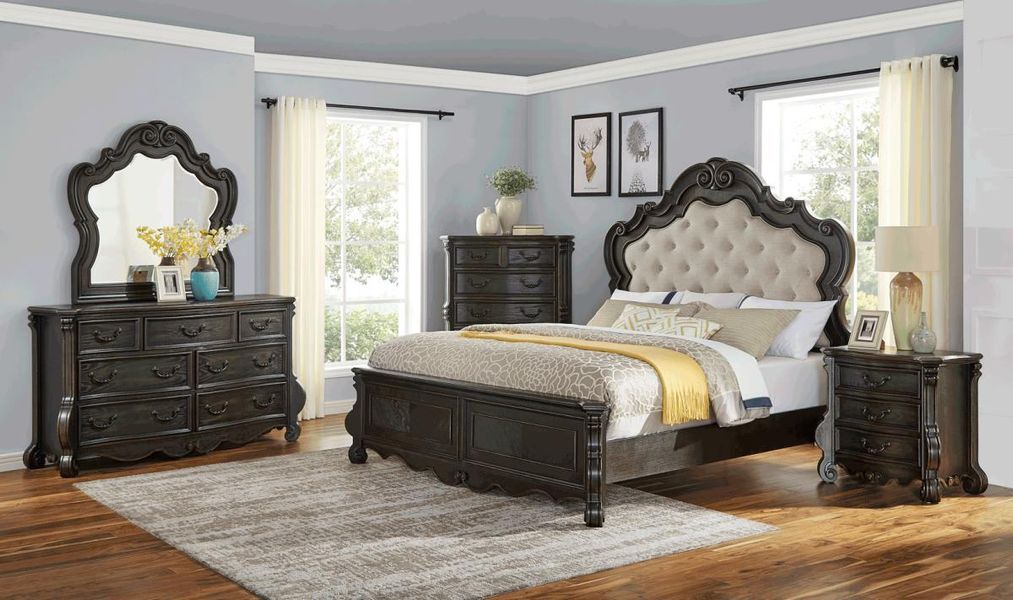 Steve Silver Co. Rhapsody 5-Piece Beige/Molasses King Bedroom Set ...
