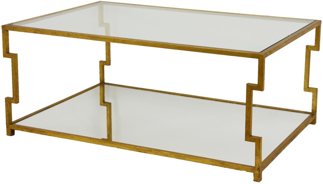 Zeugma Imports Glass Top Rectangular Table with Gold Frame | Miskelly ...