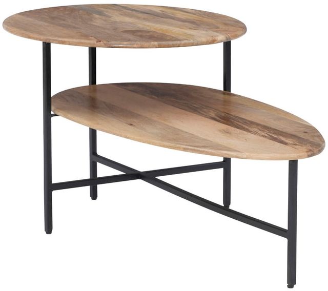 Powell® Tavin Natural Top 2-Tiered Nesting Coffee Table with Black Base ...
