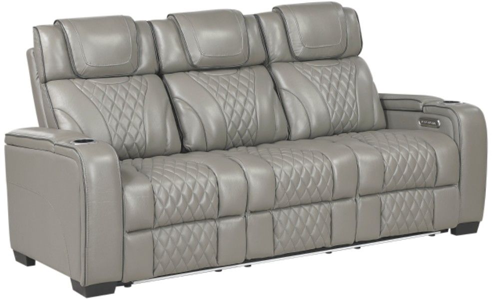 Homelegance® Apex Gray Double Power Reclining Sofa with Center Drop ...