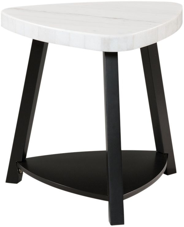 Elements International Trinity White End Table with Black Base ...
