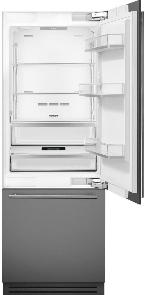 Smeg® 16.4 Cu. Ft. Silver Counter Depth Bottom Freezer Refrigerator ...