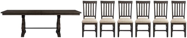 American Wholesale Furniture 7-Piece Charcoal Dining Set | Comfort Center