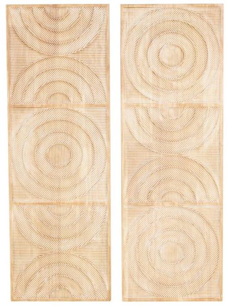 UMA Enterprise 2-Piece Light Brown Geometric Carved Panel Arch Wall ...