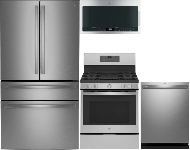 GE Profile™ 4 Piece Stainless Steel Kitchen Package | Orville's Home ...