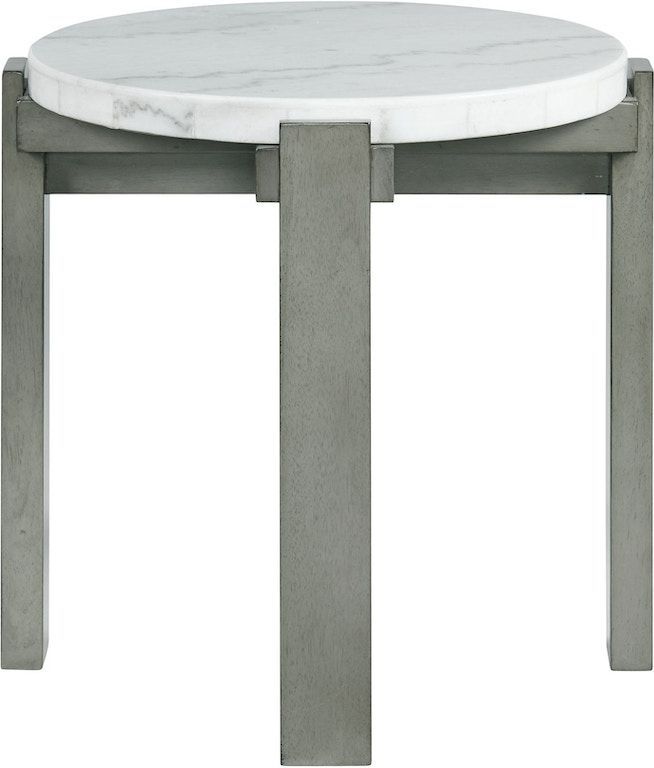 Elements International Rosamel Grey Round End Table with White Marble ...