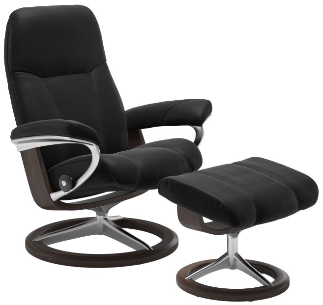 Stressless by Ekornes Customizable Consul Small Manual Recliner and Ottoman with Signature Base Palliser Rooms EQ3 Saskatoon SK