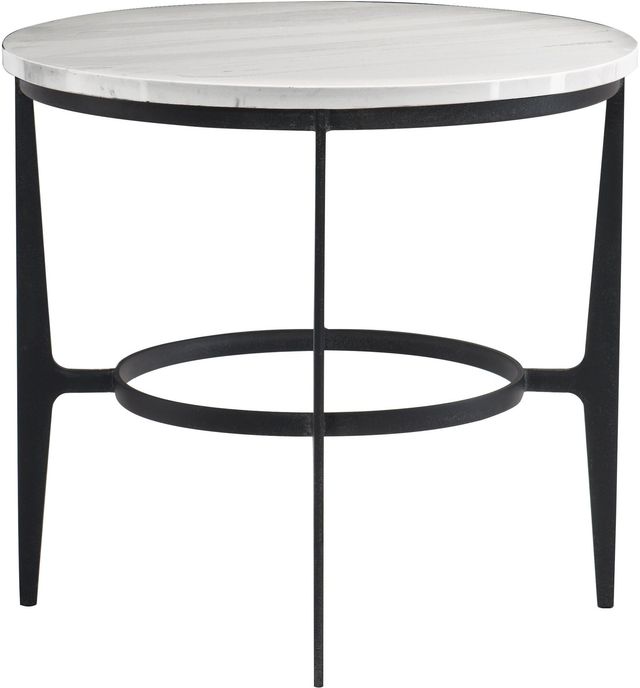 Bernhardt Avondale Beige Round Side Table with Black Metal Base ...