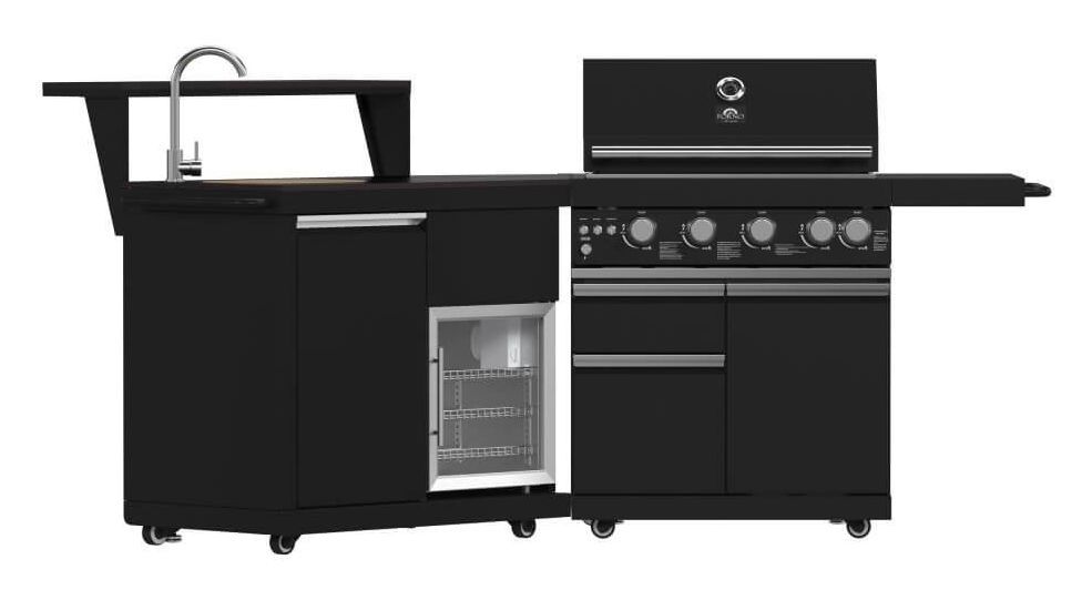 FORNO® Alta Qualita 3 Burner 90" Black Outdoor Kitchen Kit | Fischer ...