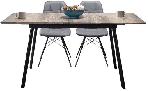 Mazin Furniture Ajax Light Gray Dining Table with Black Metal Legs ...