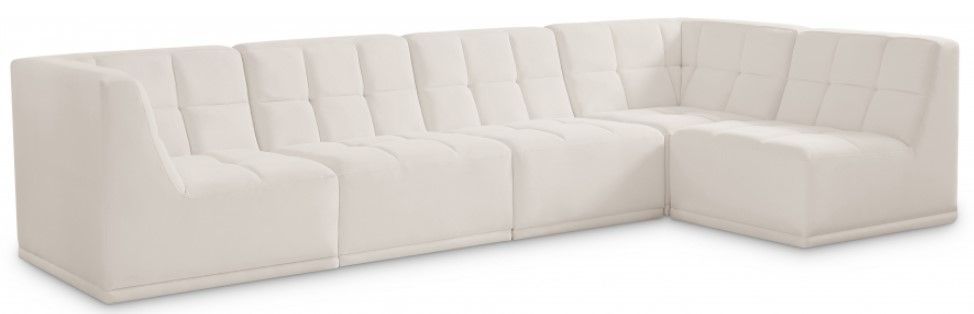 Meridian Furniture Relax 5-Piece Cream Modular Sectional | Lux ...