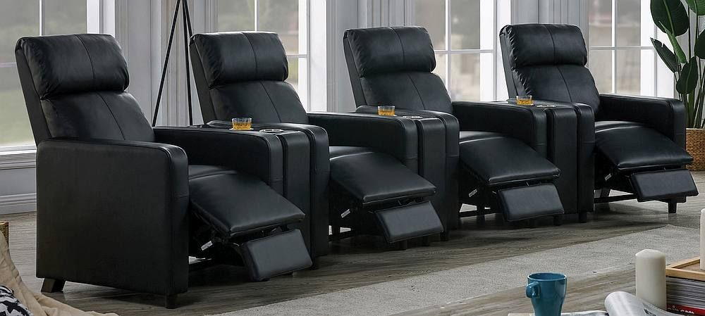 Coaster® Toohey 7-Piece Black Home Theater Seating Set | Fischer ...