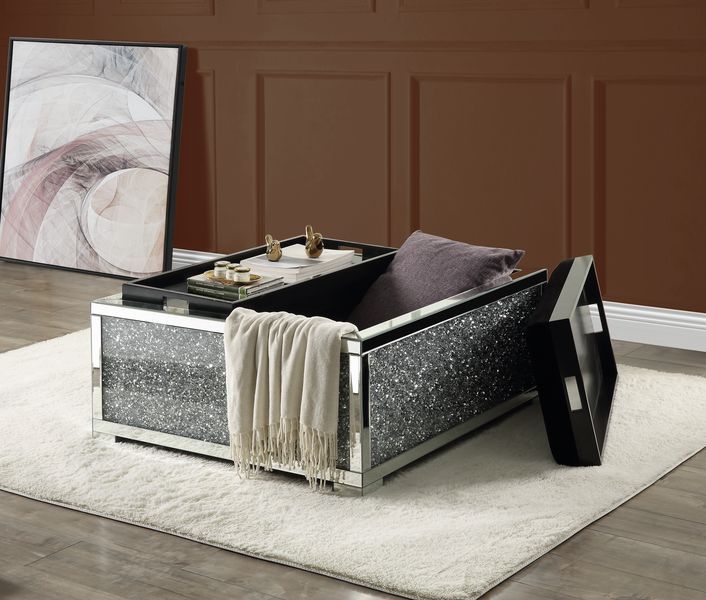 ACME Furniture Noralie Mirrored 35 Storage Ottoman