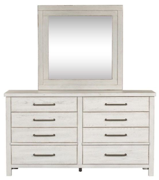 Liberty Modern Farmhouse Flea Market White Dresser and Mirror ...