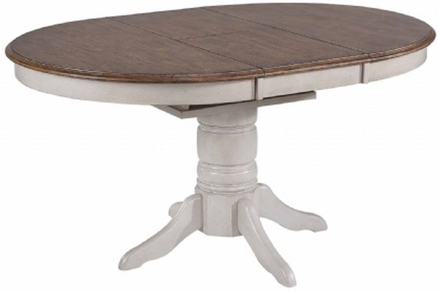 TEI Corner Stone Gray/Oak Pedestal Dining Table | Lichti's TV ...