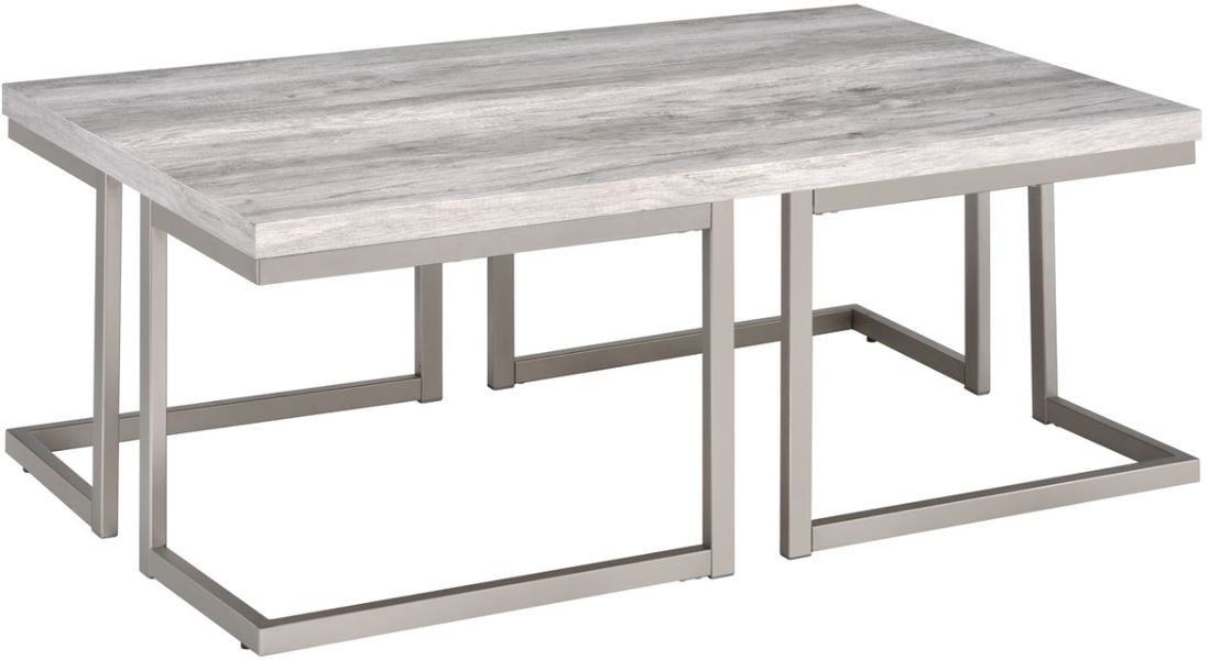 Steve Silver Co. David Gray Driftwood Cocktail Table with Matte Pewter ...