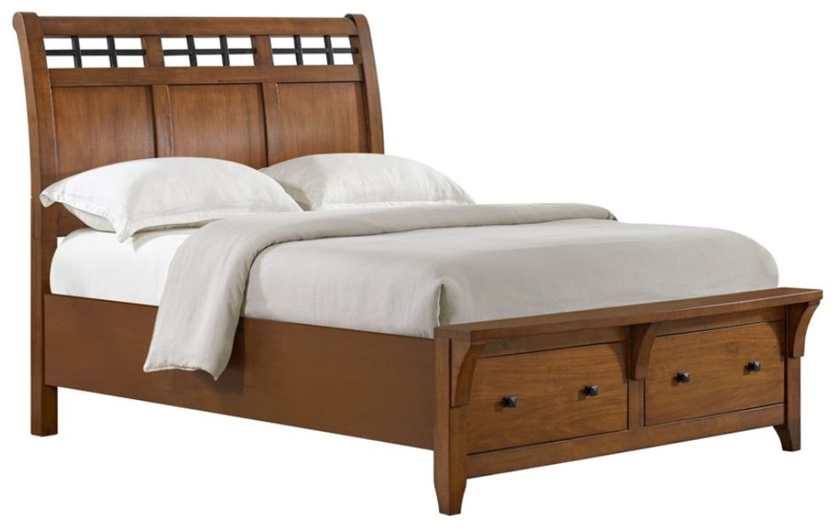 Elements International Gage Chestnut Queen Storage Sleigh Bed | Fischer ...