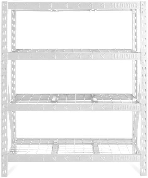Gladiator® 60" White Wide Heavy Duty Rack with Four 18" Deep Shelves ...