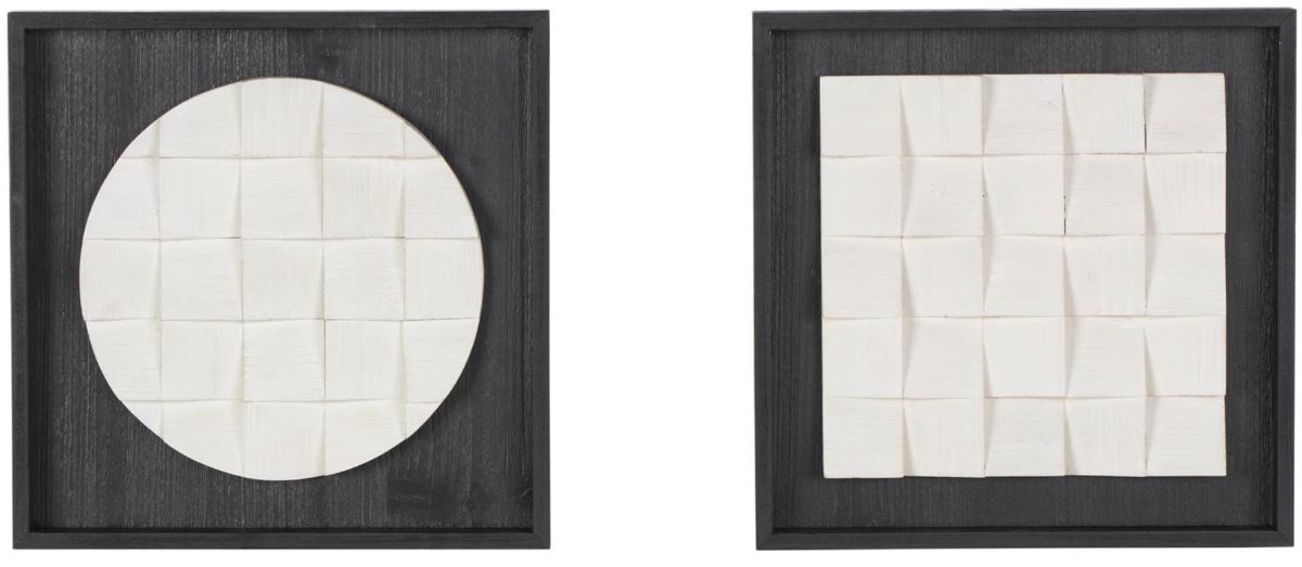 Deco Marche 2-Piece White Geometric 3D Cube Grid Home Wall Decor with ...