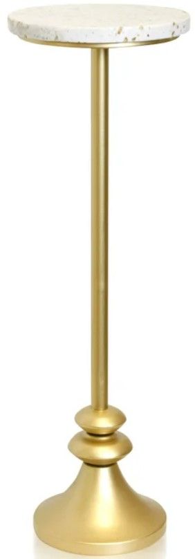 StyleCraft Gold Pedestal Drinking Table with White and Gold Flaked Top ...