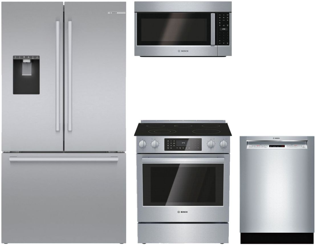 Bosch 4 Piece Stainless Steel Kitchen Package Appliance Distributors Unlimited USA