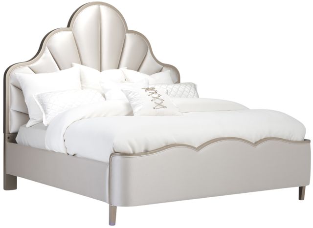 Michael Amini® Malibu Crest Porcelain Eastern King Scalloped Panel Bed ...