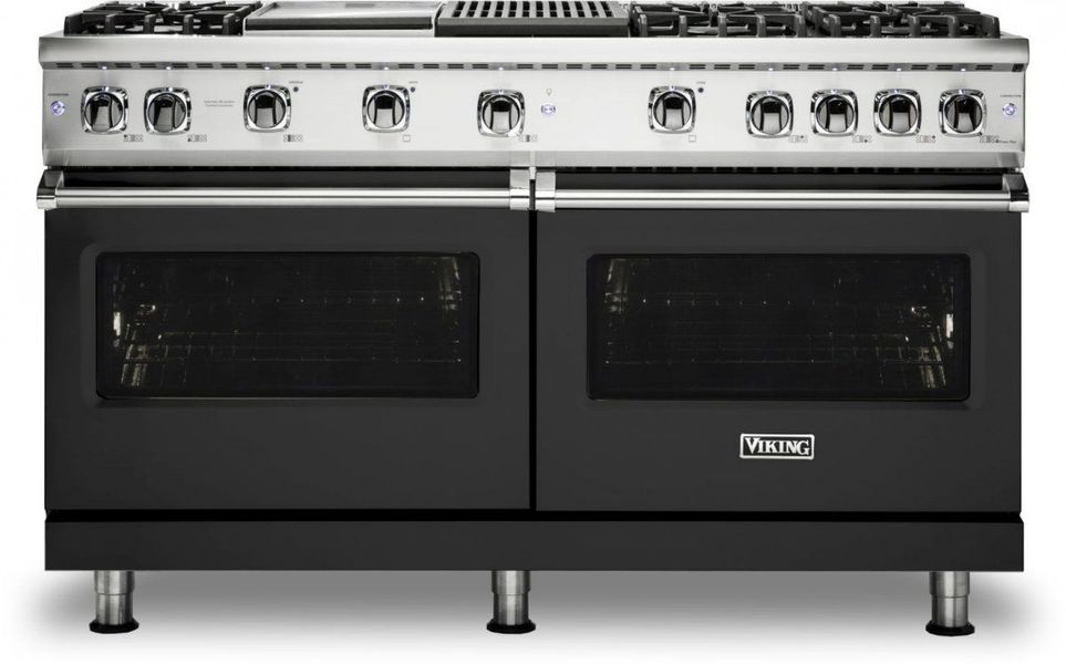 Viking® 5 Series 60" Cast Black Pro Style Liquid Propane Gas Range with ...