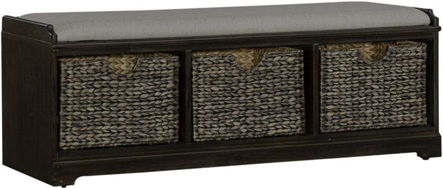 Liberty Furniture Mill Creek Peppercorn/Cream Linen Wall Storage Bench ...