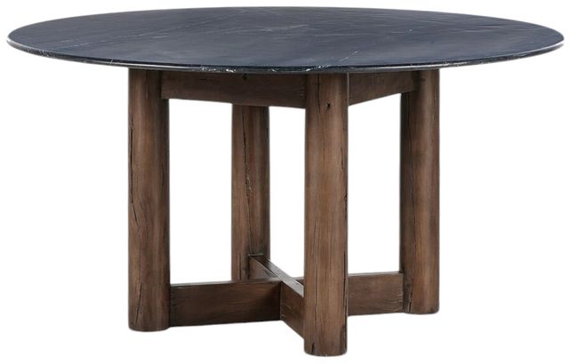 Four Hands Rohan Black Dining Table with Aged Belgium Bleach Base ...