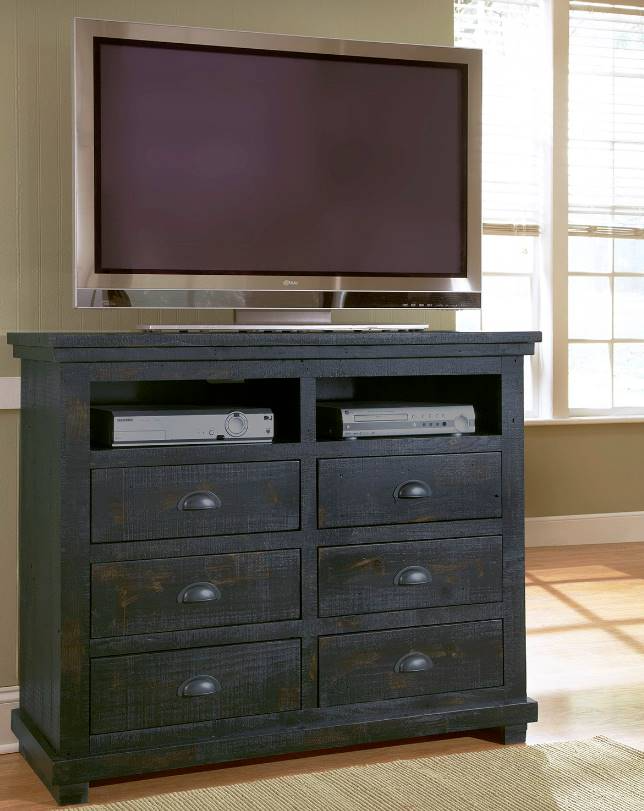 Black media chest with drawers store