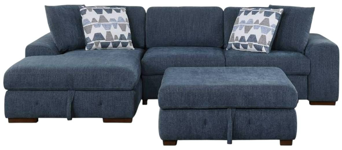 Homelegance® Raife 3-Piece Blue Sleeper Sectional with Left Chaise and ...