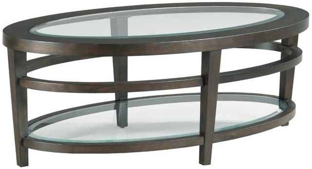 Hammary® Urbana Dark Oak Oval Cocktail Table with Glass Top Insert | Idler's Home | Central ...