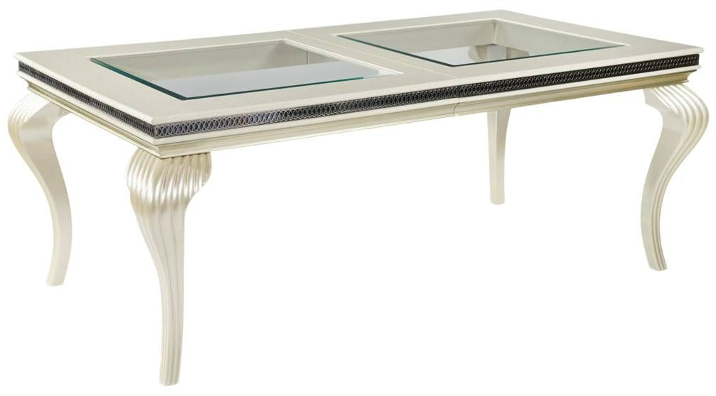 Michael Amini® Hollywood Swank Glass Top Rectangular Dining Table with ...