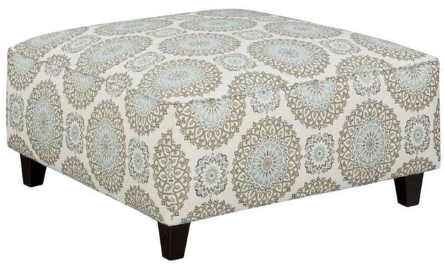 Fusion Furniture Grande Mist Gray/White Cocktail Ottoman | Hoelscher's ...
