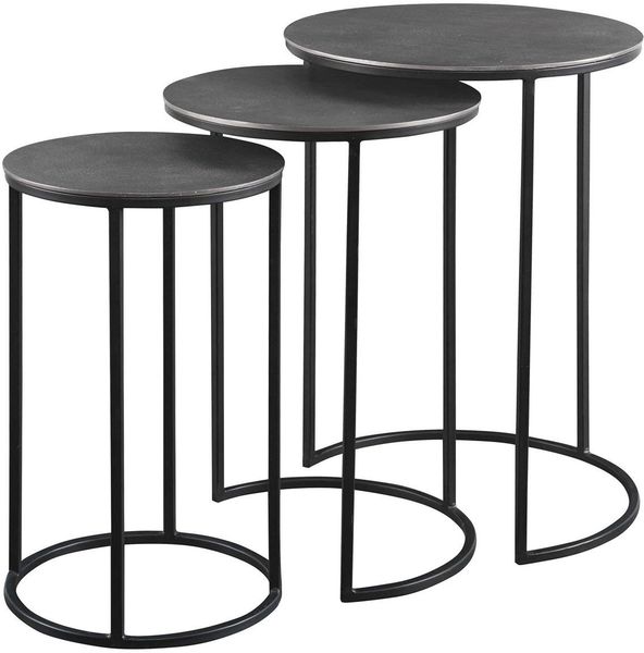 Uttermost® Erik 3-Piece Antique Nickel Nesting Table Set with Aged ...