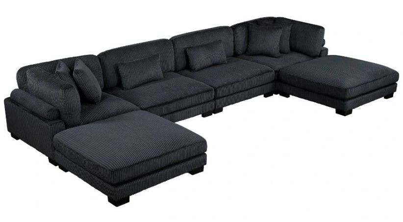 Homelegance® Traverse 6-Piece Black Modular Sectional with 2-Ottoman ...