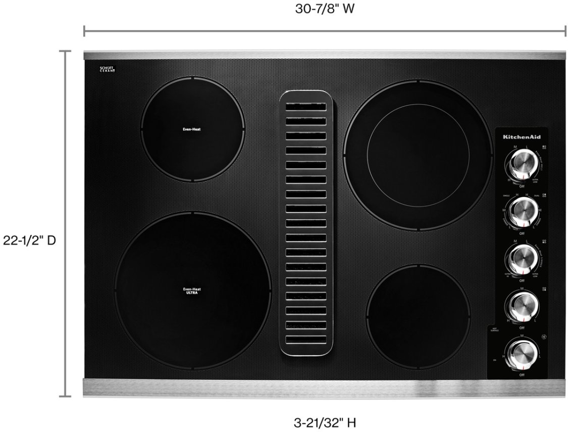 KitchenAid 30 Stainless Steel Electric Downdraft Cooktop Davies Appliance Redwood City CA
