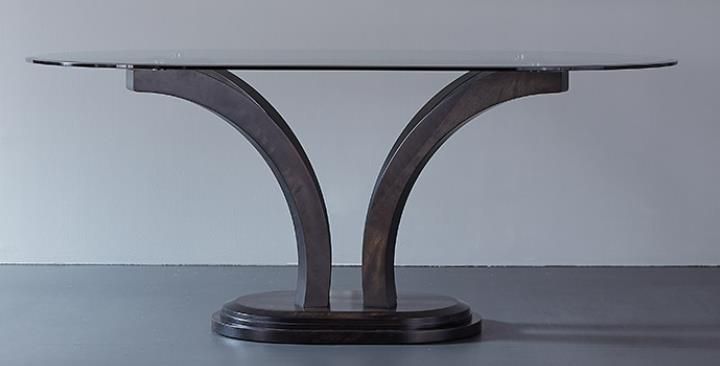 Bermex® Customizable Clear Glass Dining Table with Ebony Base ...